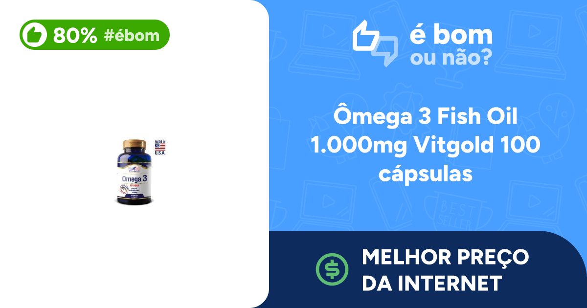 Ômega 3 Fish Oil 1.000mg Vitgold 100 cáps... [É BOM] - Promoção
